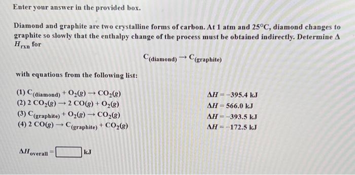 Solved Enter your answer in the provided box. Diamond and | Chegg.com
