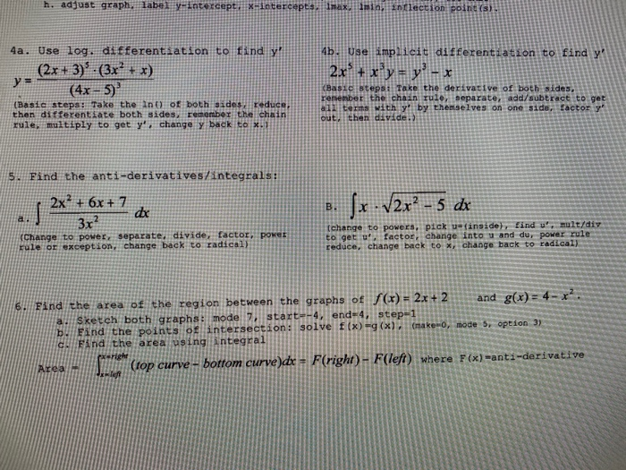 Solved h. adjust graph, label y-intercept X intercepts | Chegg.com