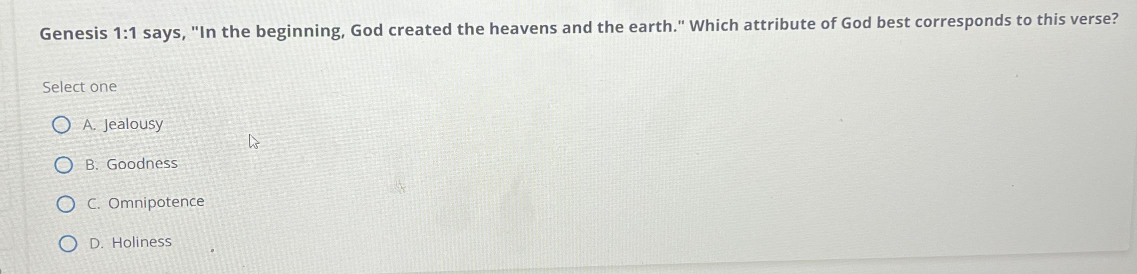 Solved Genesis 1:1 ﻿says, "In the beginning, God created the | Chegg.com