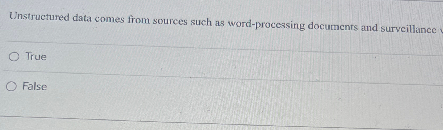 Solved Unstructured data comes from sources such as | Chegg.com