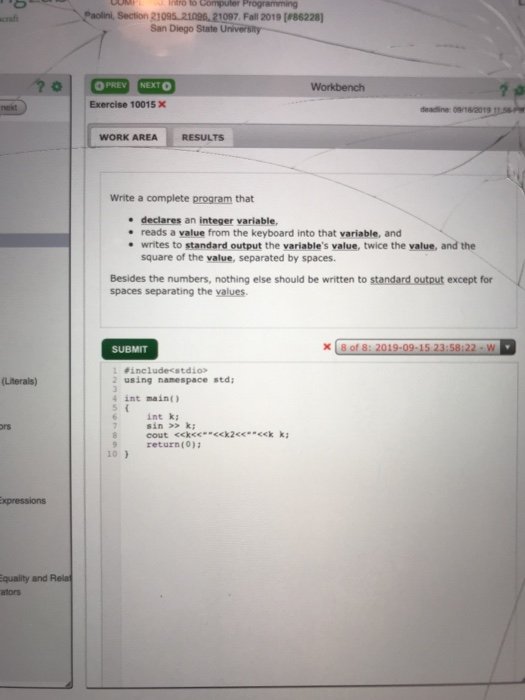 Solved LUMP Intro lo Computer Programming Paolini, Section | Chegg.com
