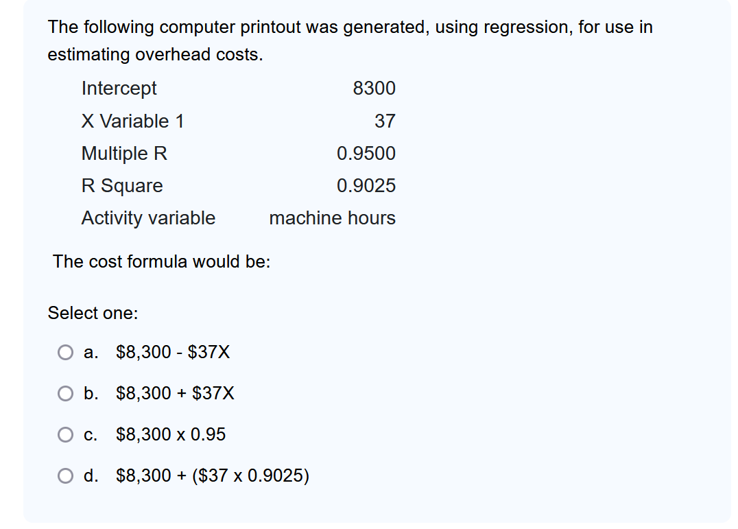 Solved The following computer printout was generated, using | Chegg.com
