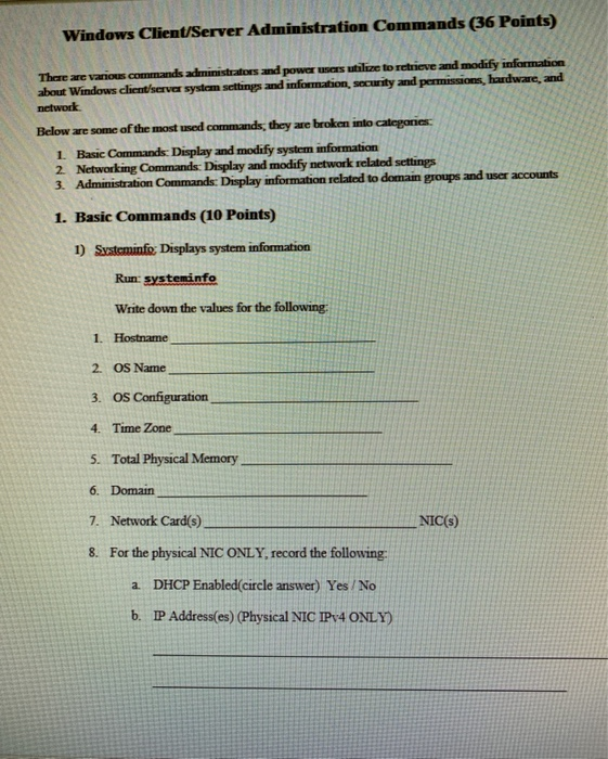 Solved Windows Client/Server Administration Commands (36 | Chegg.com