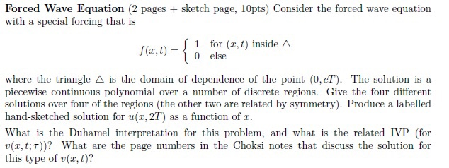 Forced Wave Equation (2 pages + sketch page, 10pts) | Chegg.com