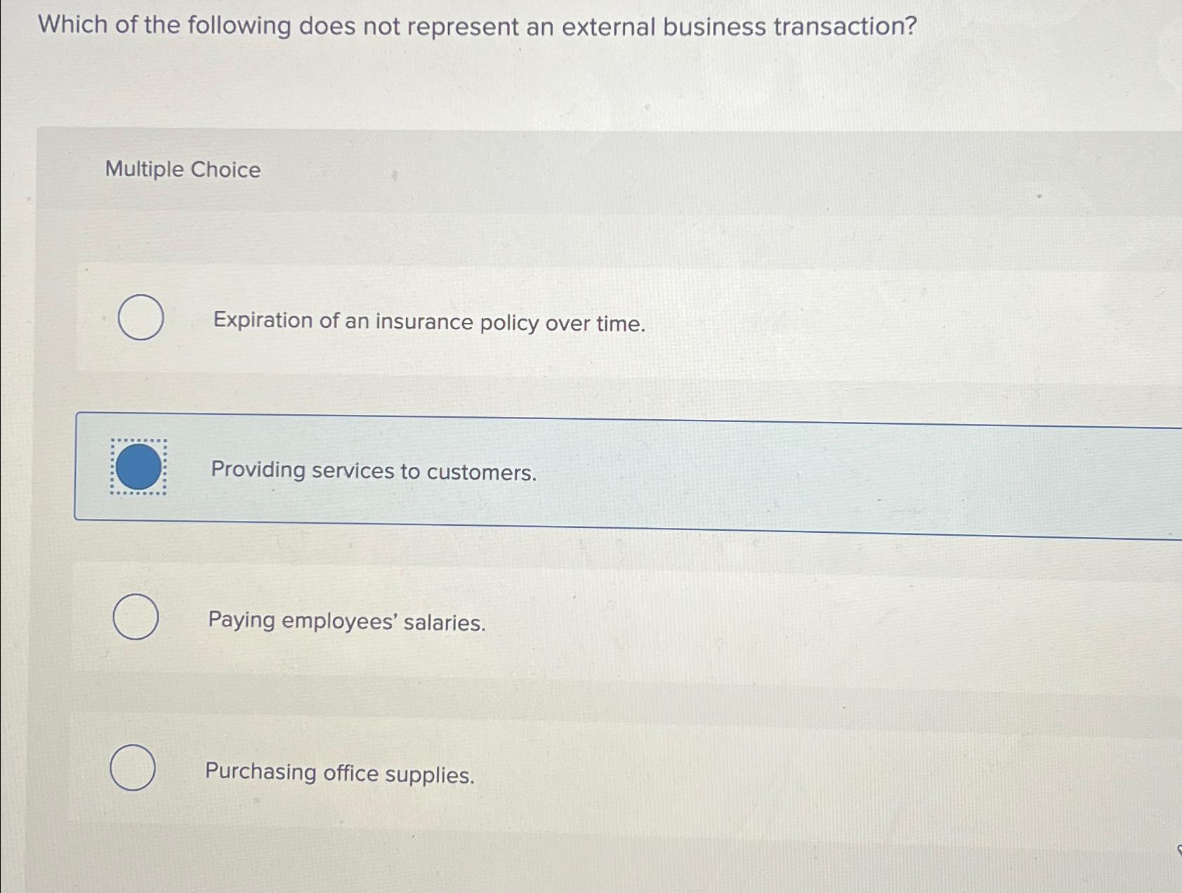 Solved Which of the following does not represent an external | Chegg.com