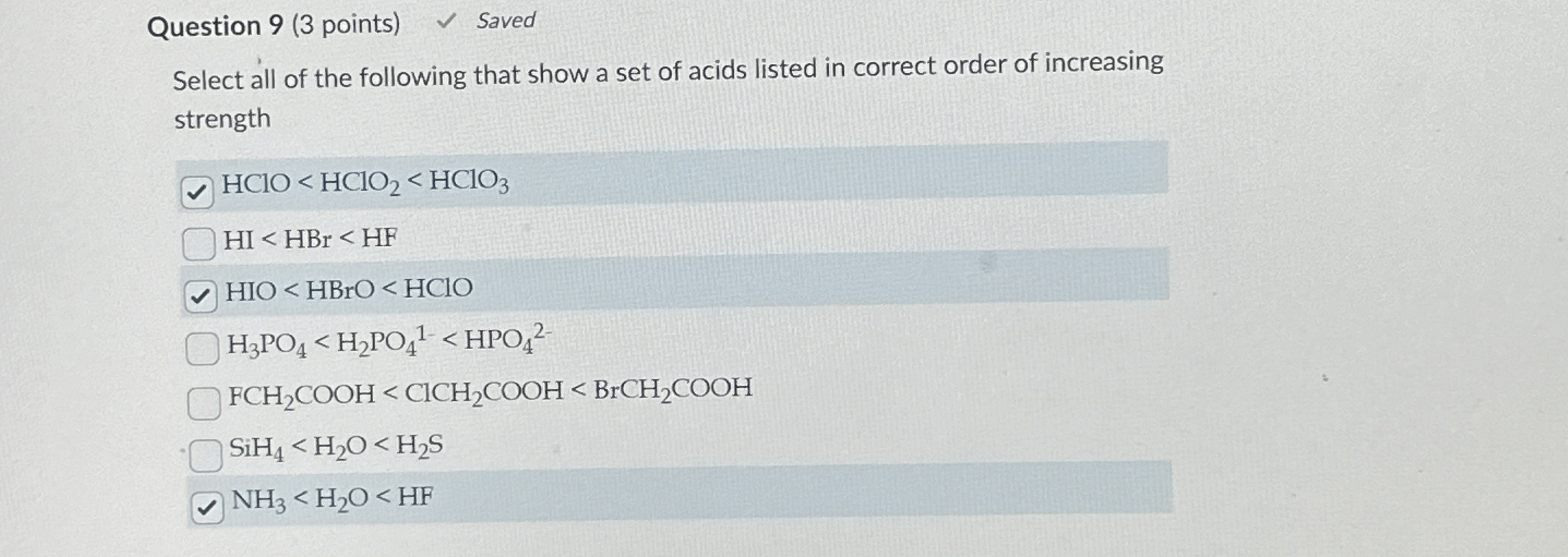 Solved Question 9 (3 ﻿points)SavedSelect all of the | Chegg.com