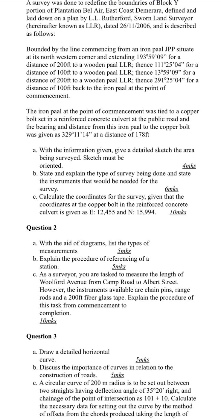 Solved A survey was done to redefine the boundaries of Block | Chegg.com