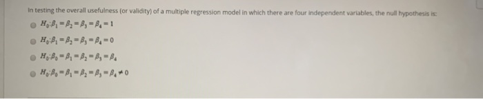 Solved In testing the overall usefulness (or validity of a | Chegg.com