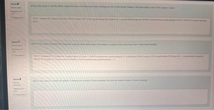 Write a SOL query to display the detais of thestres | Chegg.com