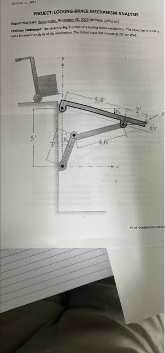 October 11, 2023 PROJECT: LOCKING-BRACE MECHANISM | Chegg.com