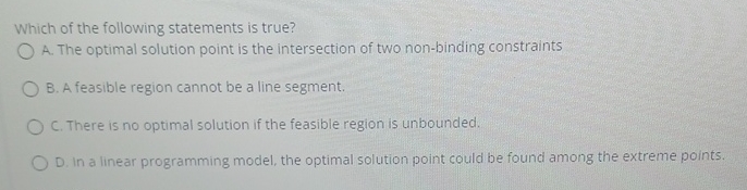 Solved Which Of The Following Statements Is Truea the