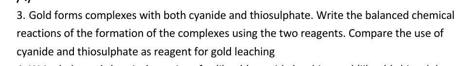 Solved 3. Gold forms complexes with both cyanide and | Chegg.com