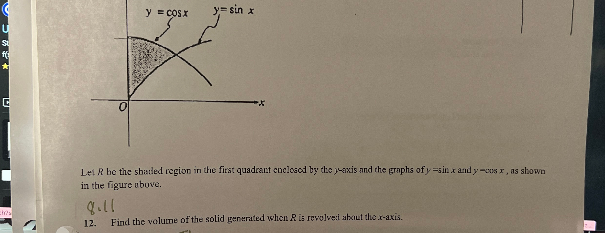 Solved Let R ﻿be the shaded region in the first quadrant | Chegg.com