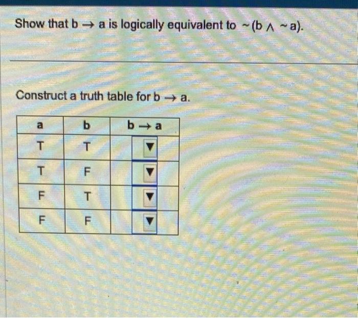 Solved Show that (∼x→∼y)⇔(∼yvx). First, construct a truth | Chegg.com