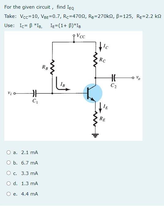 Solved For the given circuit, find IEQ Take: | Chegg.com