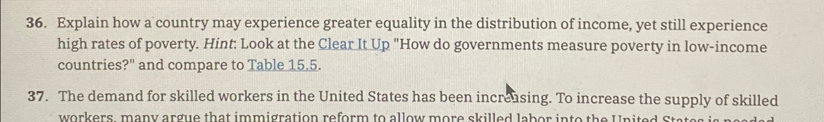 Solved Explain how a country may experience greater equality | Chegg.com