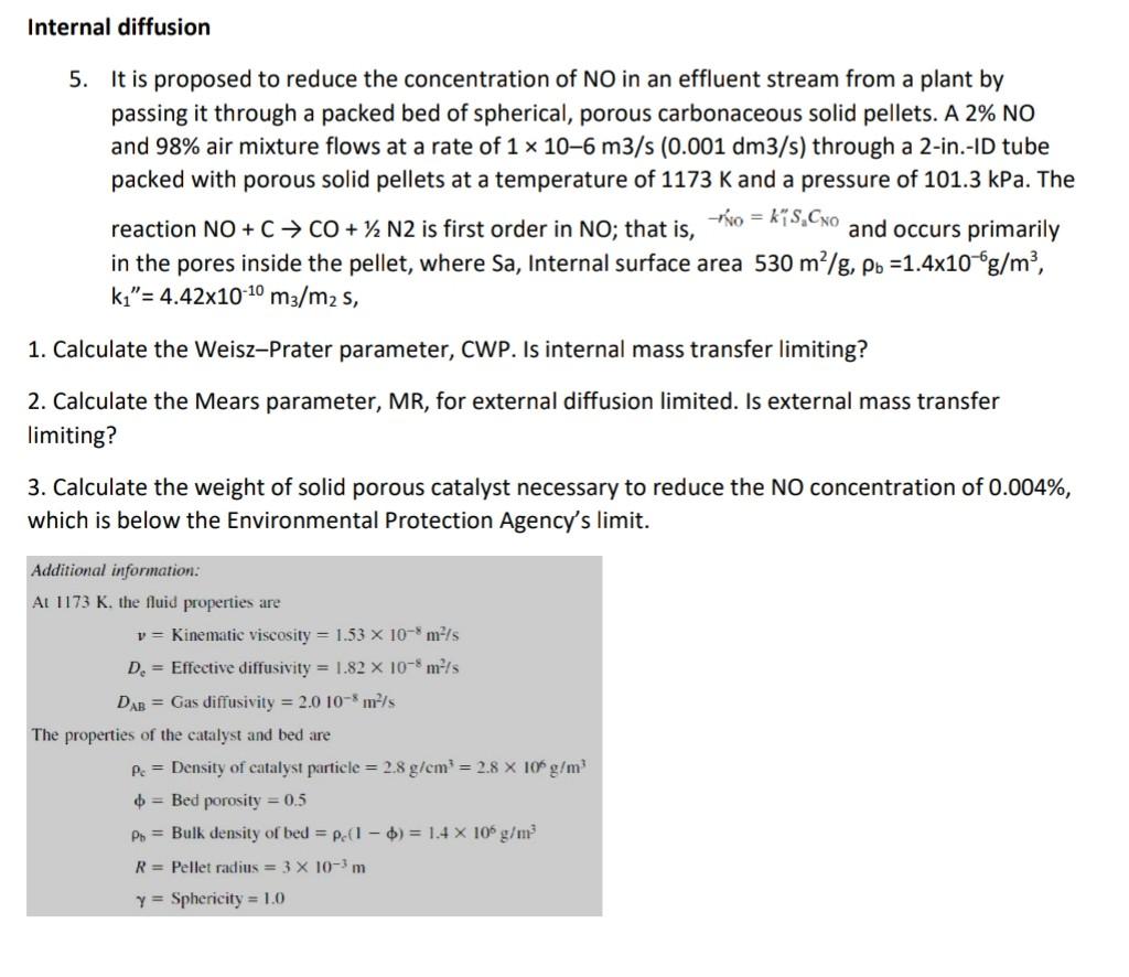 5. It is proposed to reduce the concentration of NO | Chegg.com