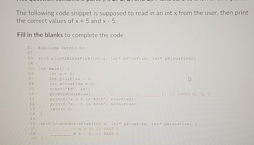 Solved The following code snippet is supposed to read in an | Chegg.com
