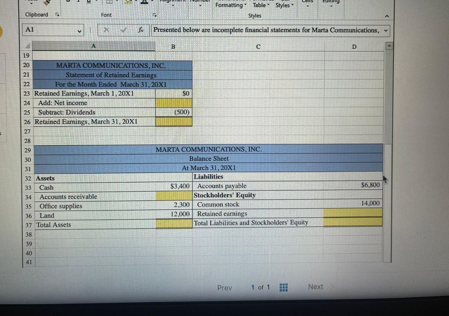 Solved Paste BIU Y >>-A Alignment Number Cells Editing | Chegg.com