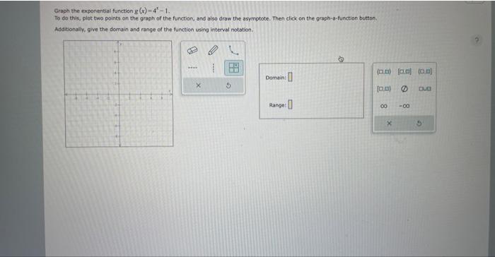 Solved Graph the exponential function g(x)=4T−1. To do this, | Chegg.com