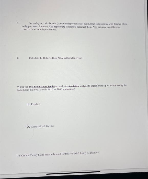 Solved 7. For each year, calculate the (conditional) | Chegg.com