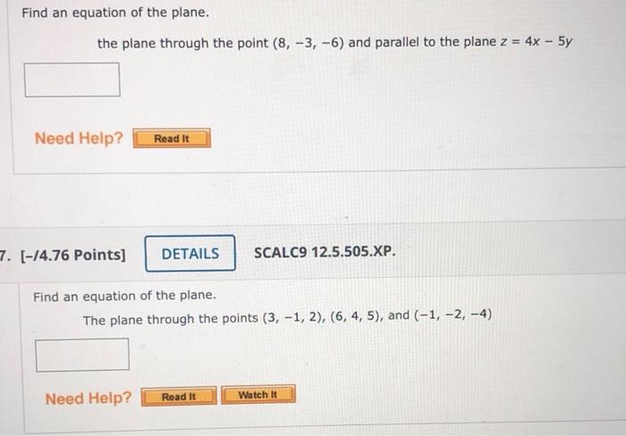 Solved Find an equation of the plane. the plane through the | Chegg.com
