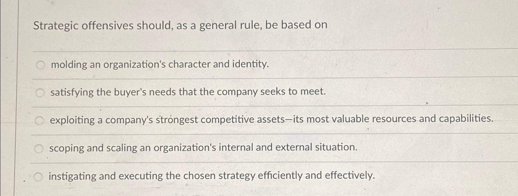Solved Strategic offensives should, as a general rule, be | Chegg.com