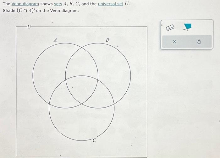 Solved The Venn diagram shows sets A, B, C, and the | Chegg.com