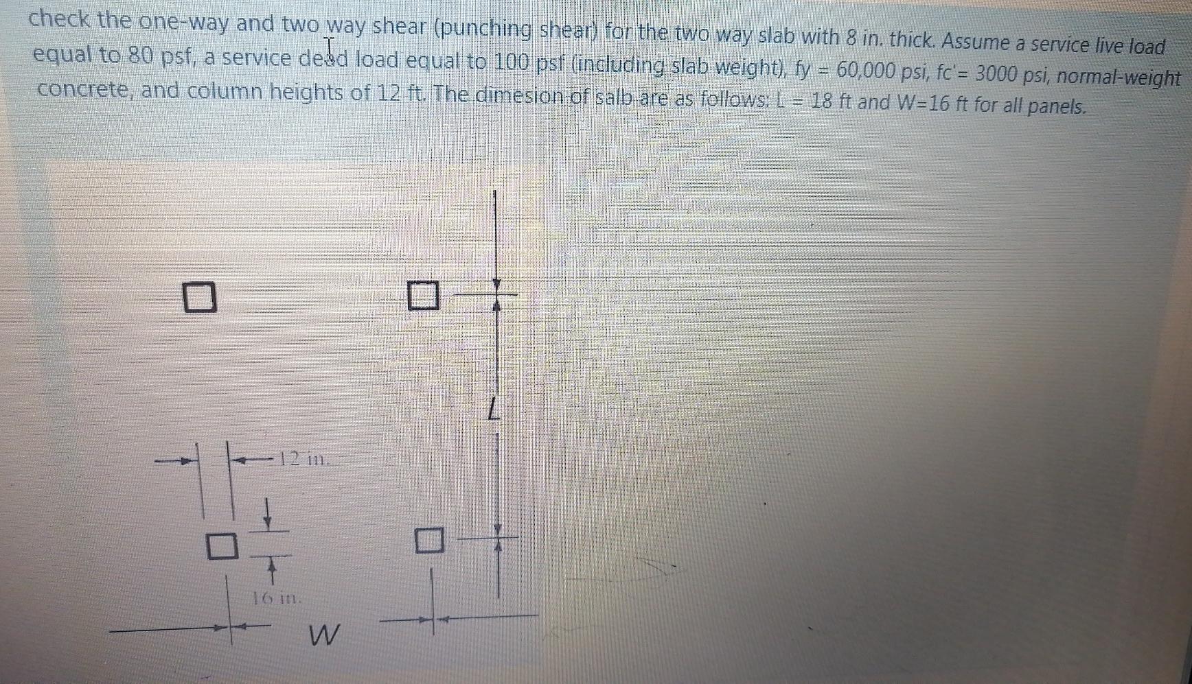 Solved check the one-way and two way shear (punching shear) | Chegg.com