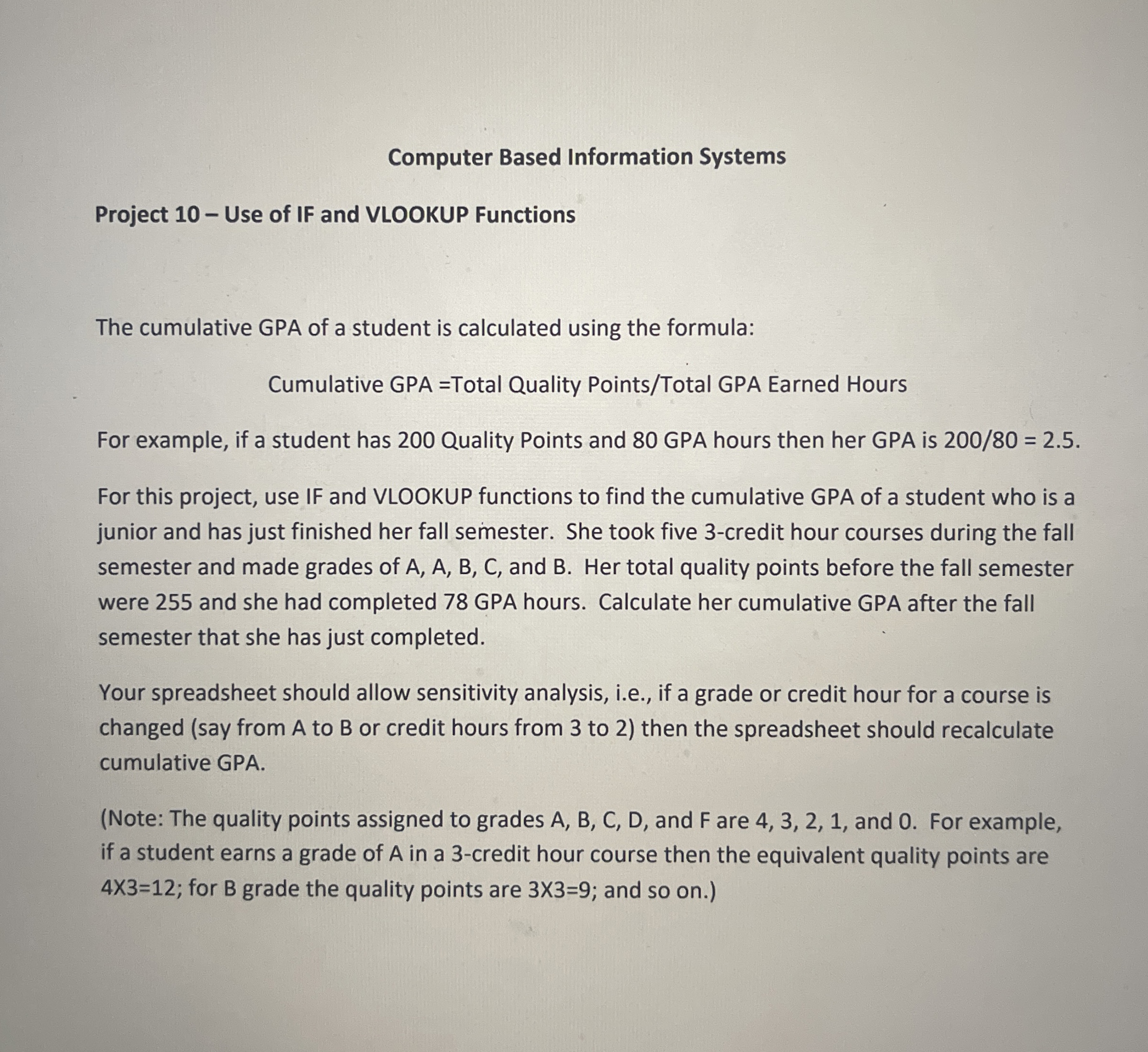 Solved Computer Based Information SystemsProject 10 - ﻿Use | Chegg.com