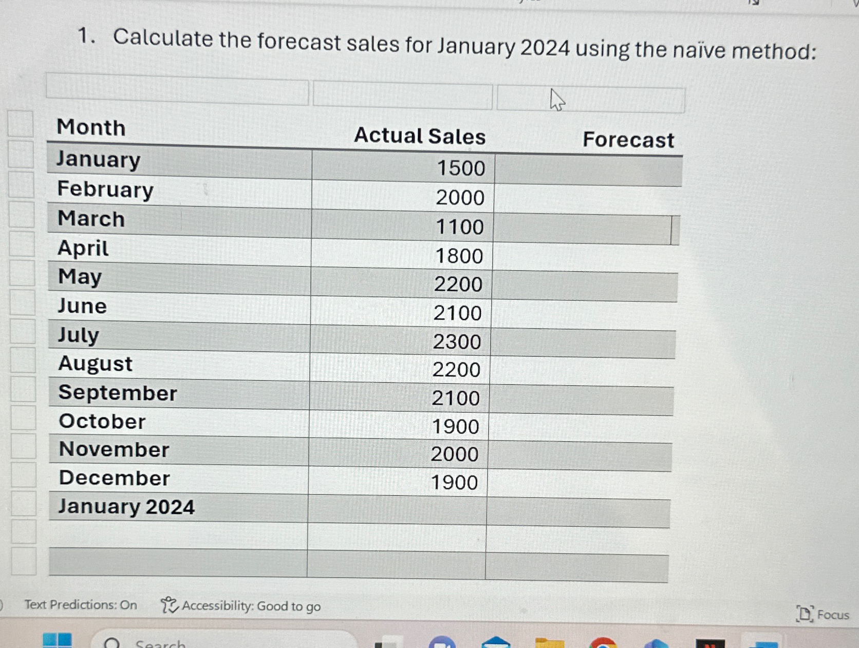 Solved Calculate the forecast sales for January 2024 ﻿using | Chegg.com