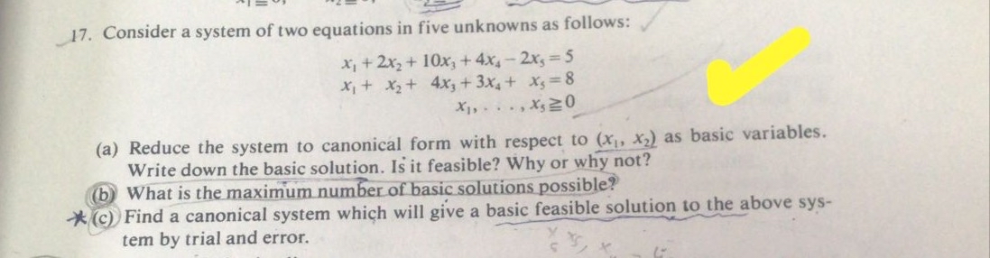 Solved Consider a system of two equations in five unknowns | Chegg.com