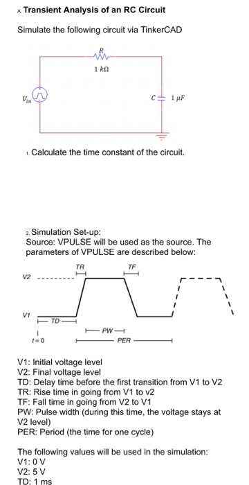 Solved A Transient Analysis of an RC Circuit Simulate the | Chegg.com