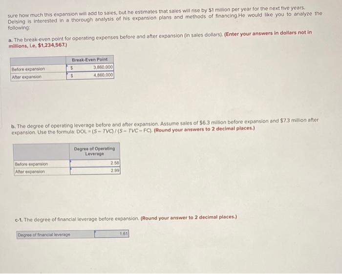 Delsing Canning Company is considering an expansion | Chegg.com