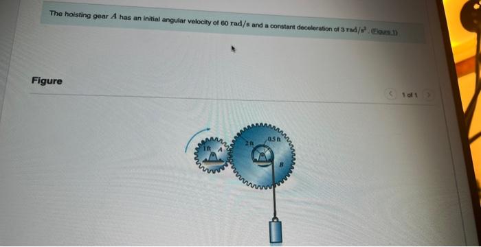 Solved The hoisting gear A has an initial angular velocity | Chegg.com