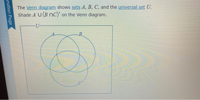 Solved anation Page The Venn diagram shows sets A, B, C, and | Chegg.com
