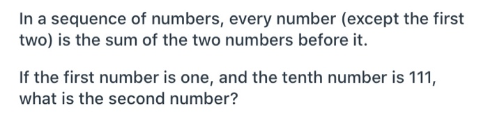 Solved In a sequence of numbers, every number (except the | Chegg.com