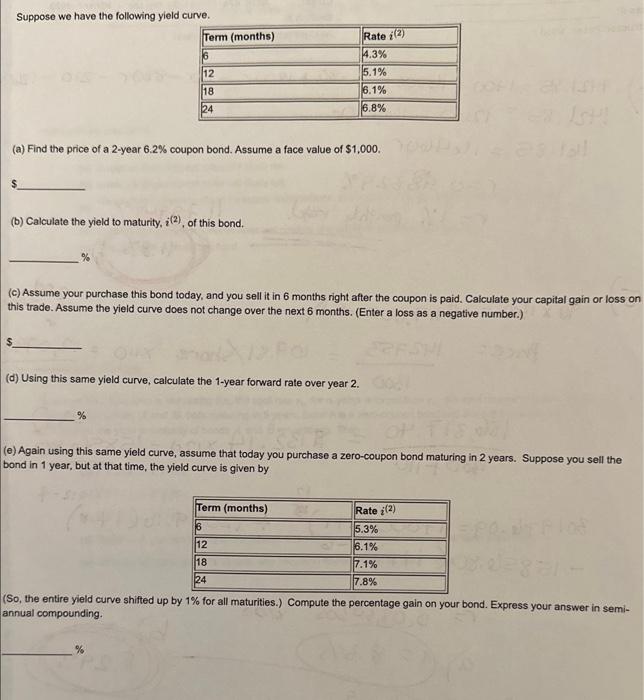 Solved Suppose we have the following yield curve. (a) Find | Chegg.com