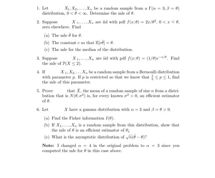 Solved 1. Let X1,X2,…,Xn be a random sample from a | Chegg.com