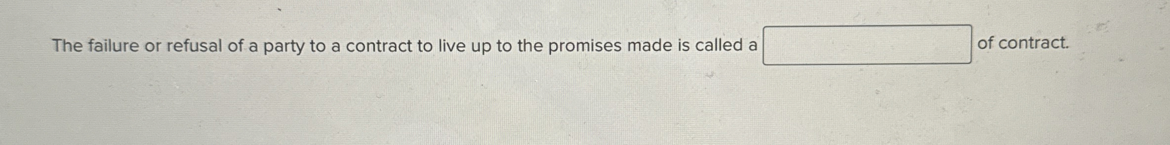 Solved The failure or refusal of a party to a contract to | Chegg.com