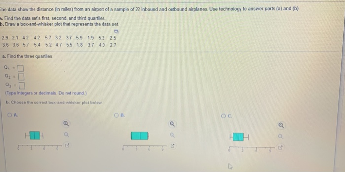 Solved The data show the distance (in miles) from an airport | Chegg.com