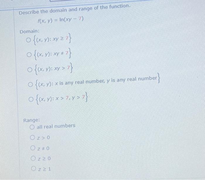 Solved Describe the domain and range of the function. | Chegg.com