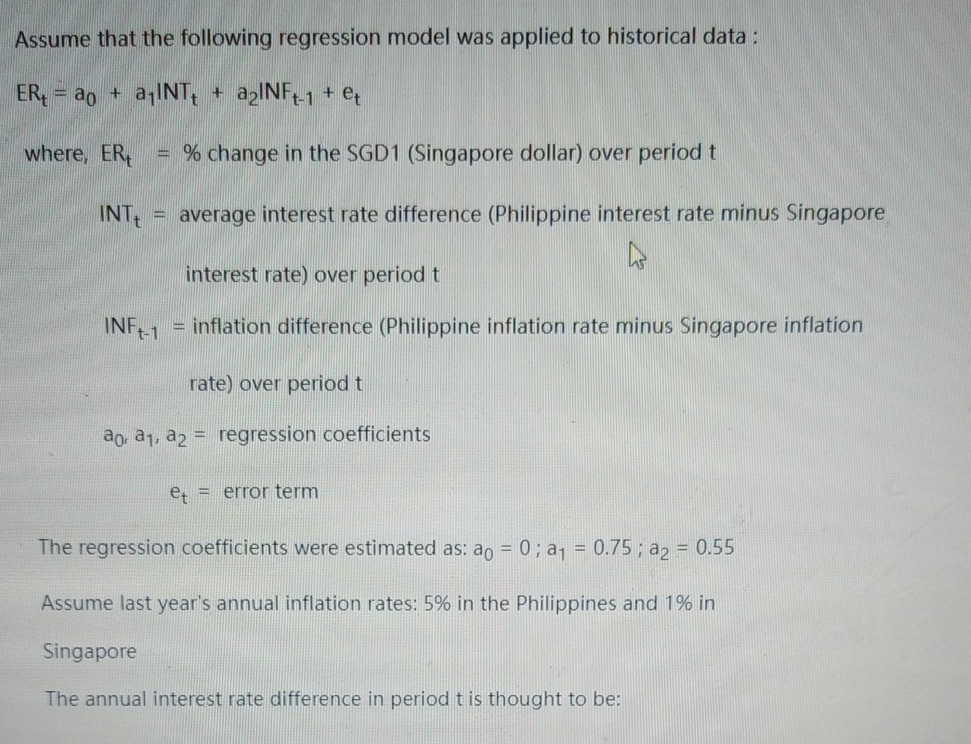 Solved Assume that the following regression model was | Chegg.com