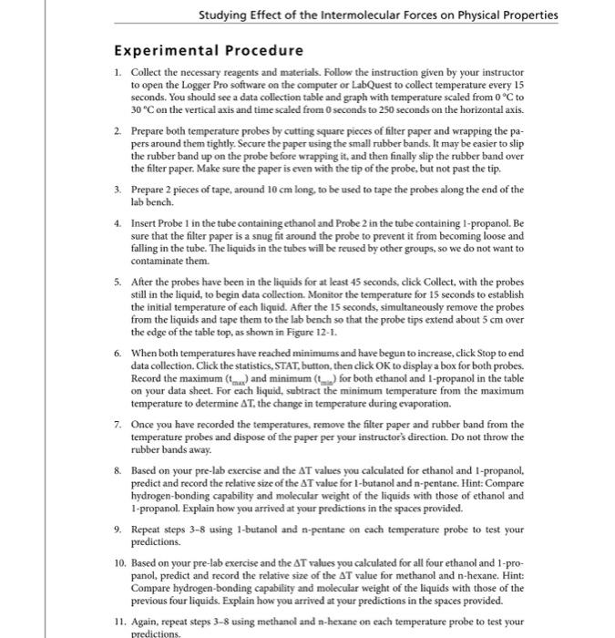 Solved EXPERIMENT 12: Studying effect of the Intermolecular | Chegg.com