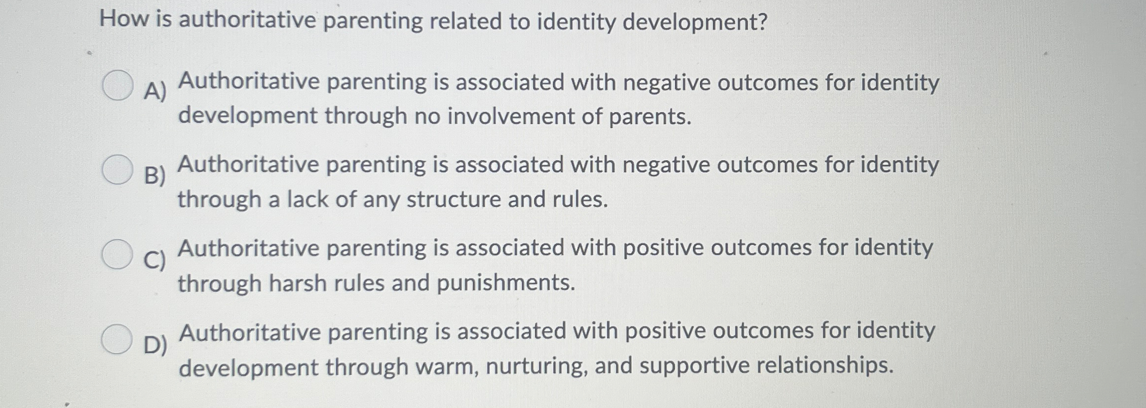 Solved How is authoritative parenting related to identity | Chegg.com
