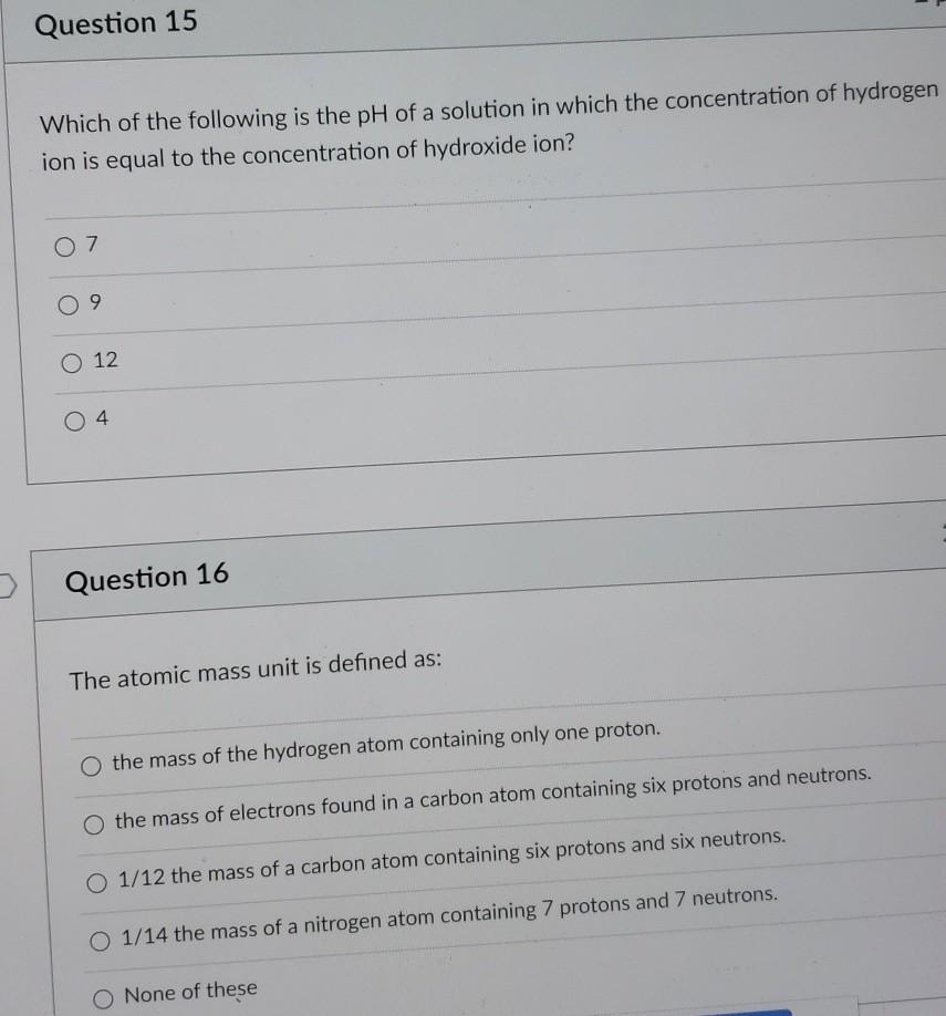 Solved Question 15 Which of the following is the pH of a | Chegg.com