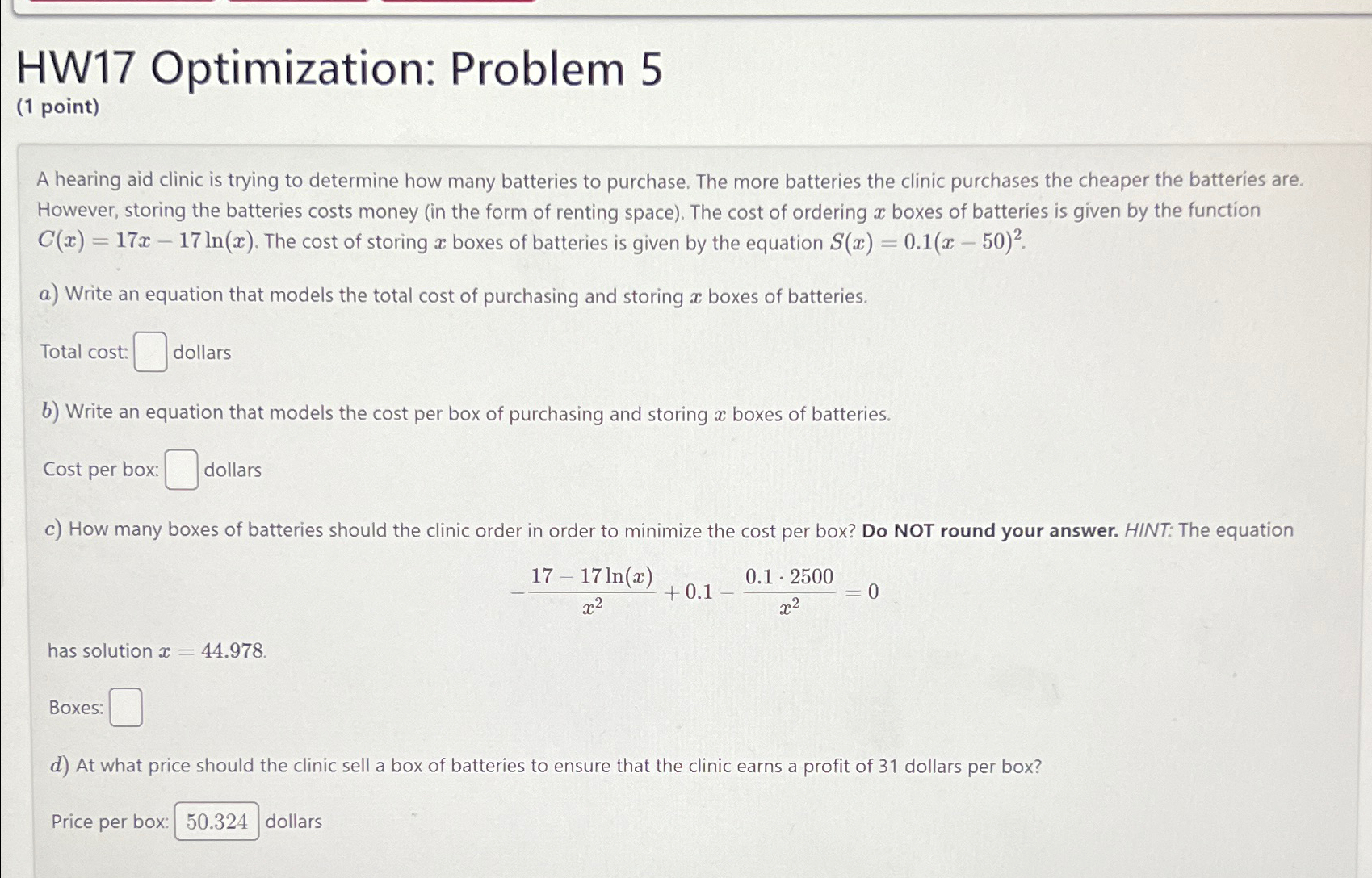Solved HW17 ﻿Optimization: Problem 5(1 ﻿point)A hearing aid | Chegg.com