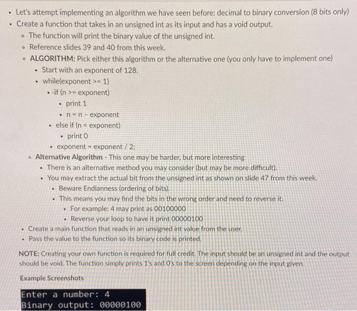 Solved • Let's attempt implementing an algorithm we have | Chegg.com