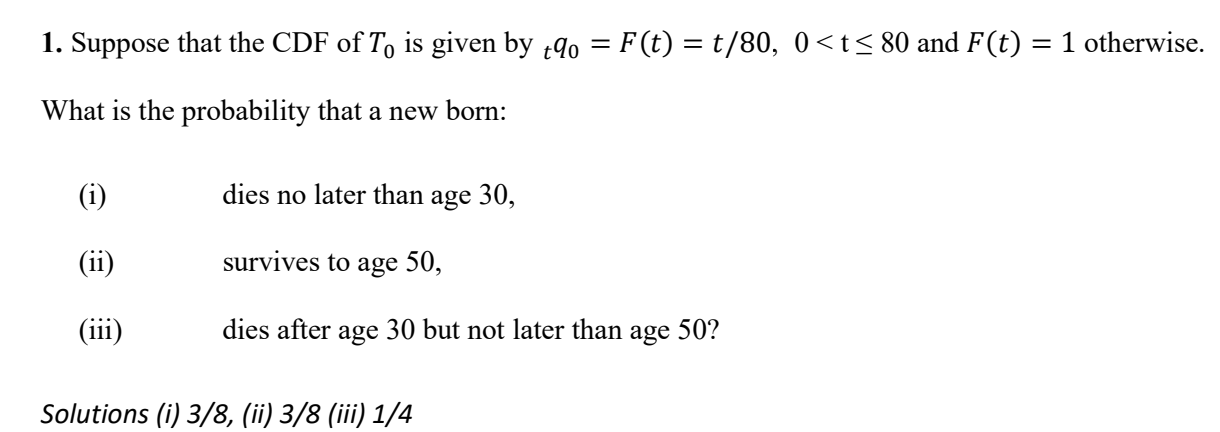 Solved Suppose that the CDF of T0 ﻿is given by | Chegg.com