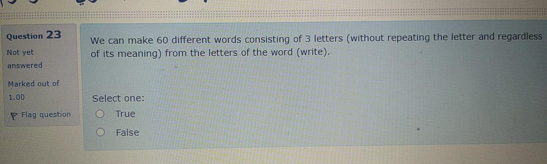 Solved Question 23 We can make 60 different words consisting | Chegg.com